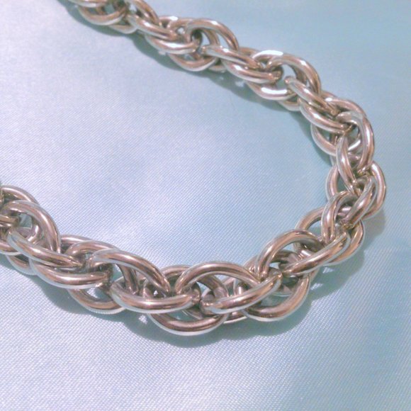 Vintage | Jewelry | Vintage Chunky Silver Tone Chain Link Necklace ...